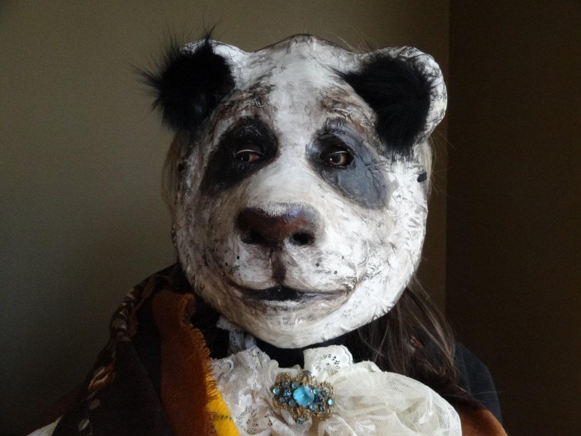 Halloween Mask Panda Mask Panda Costume Bear Mask Paper - Etsy