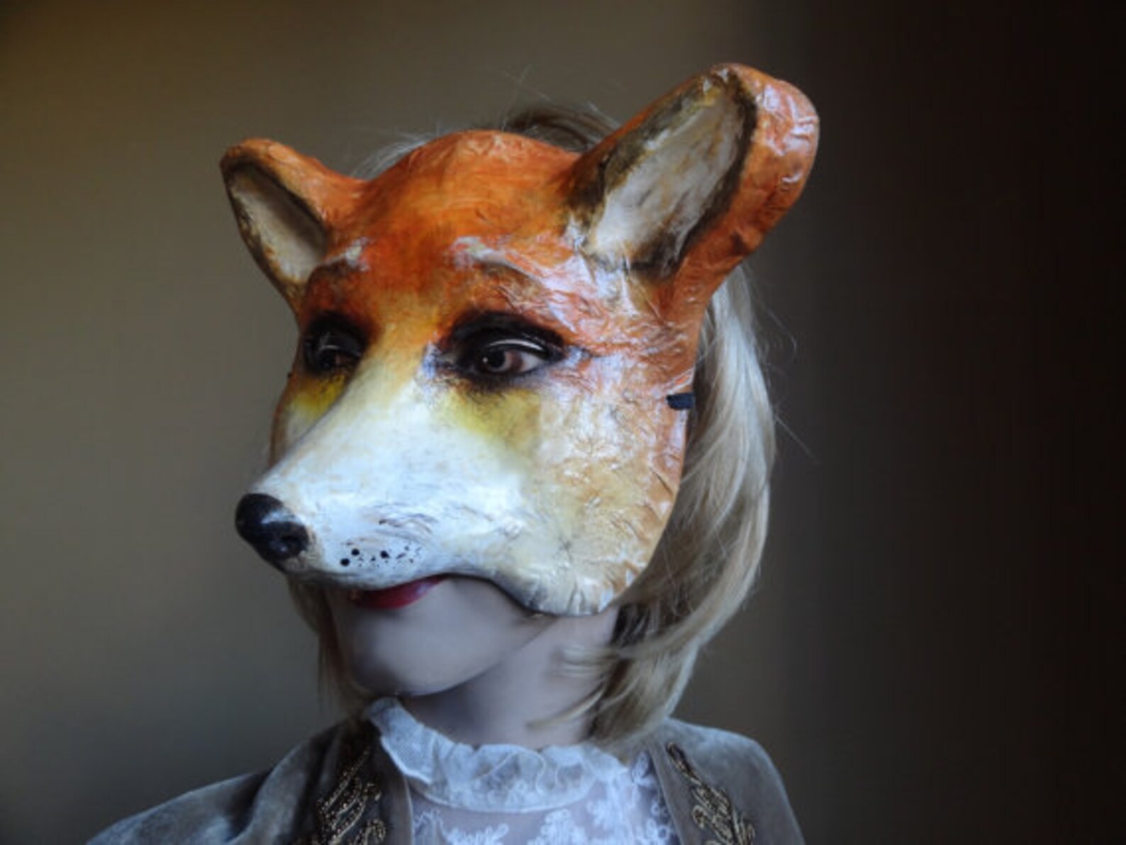 Halloween Mask, Paper Mache Animal Mask Fox Mask Fox Costume - Etsy