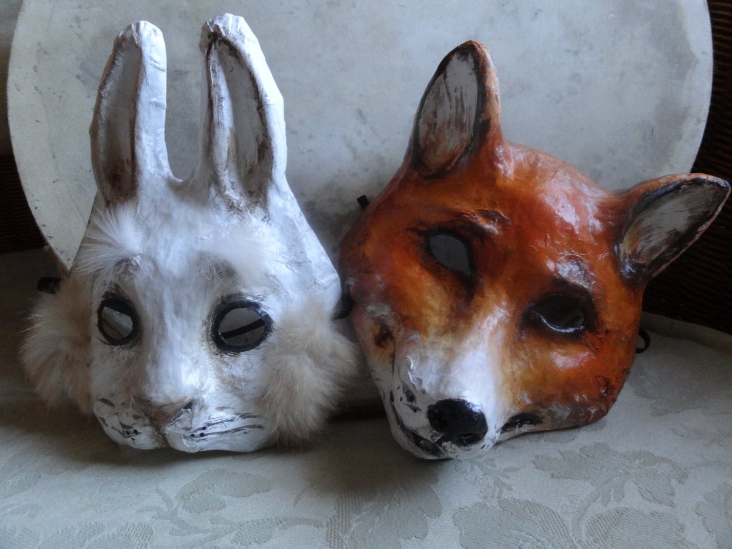 Rabbit Mask Bunny Mask Paper Mache Animal Masks Stand by Me - Etsy