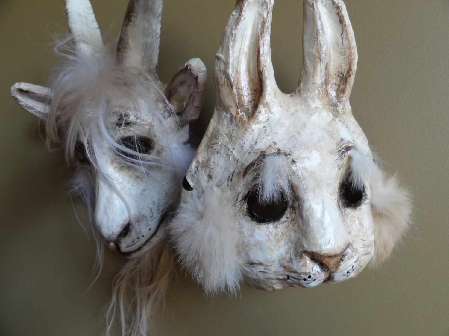 Rabbit Mask Bunny Mask Paper Mache Animal Masks Stand by Me - Etsy