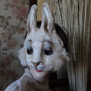 Rabbit Mask Bunny Mask Paper Mache Animal Masks Stand by Me - Etsy