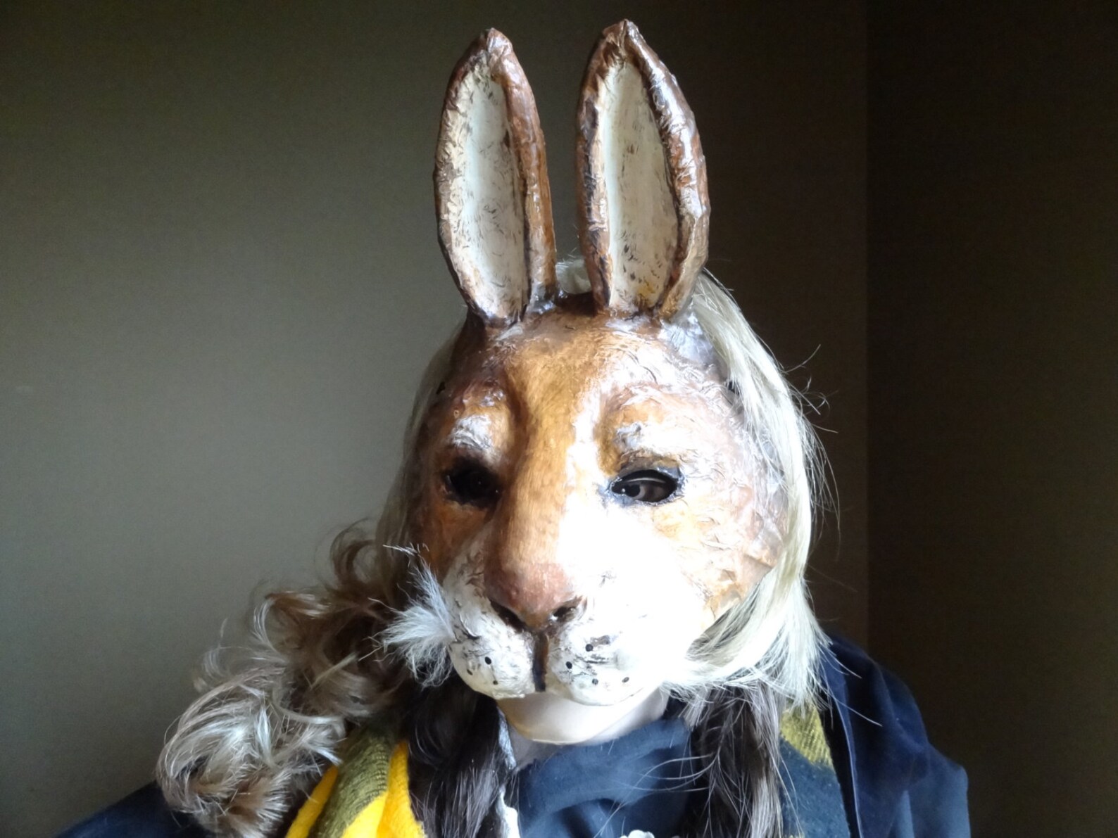 Paper Mache Rabbit Mask, Rabbit Costume, Bunny Mask, Bunny Costume ...