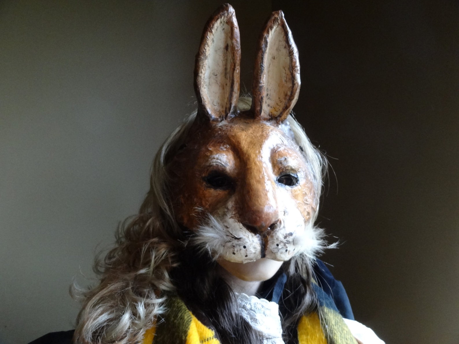 paper-mache-rabbit-mask-rabbit-costume-bunny-mask-bunny-etsy
