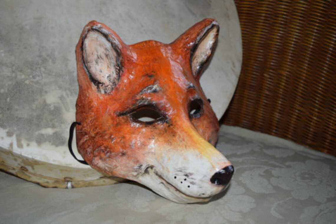 Fox Mask Paper Mache Mask Fox Mask Animal Mask Fox Head Fox - Etsy