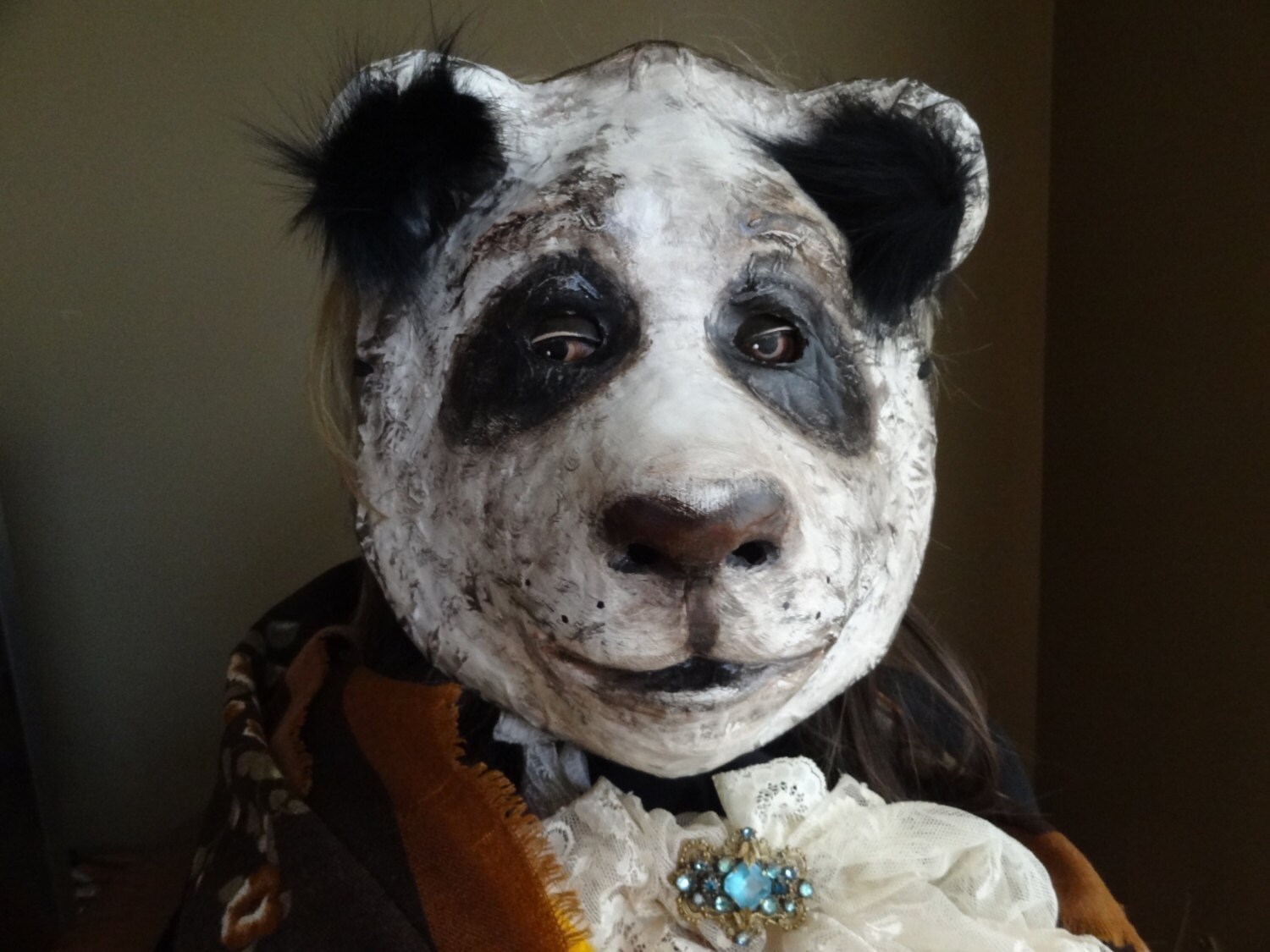 Halloween Mask, Panda Mask, Panda Costume, Bear Mask, Paper Mache Mask ...
