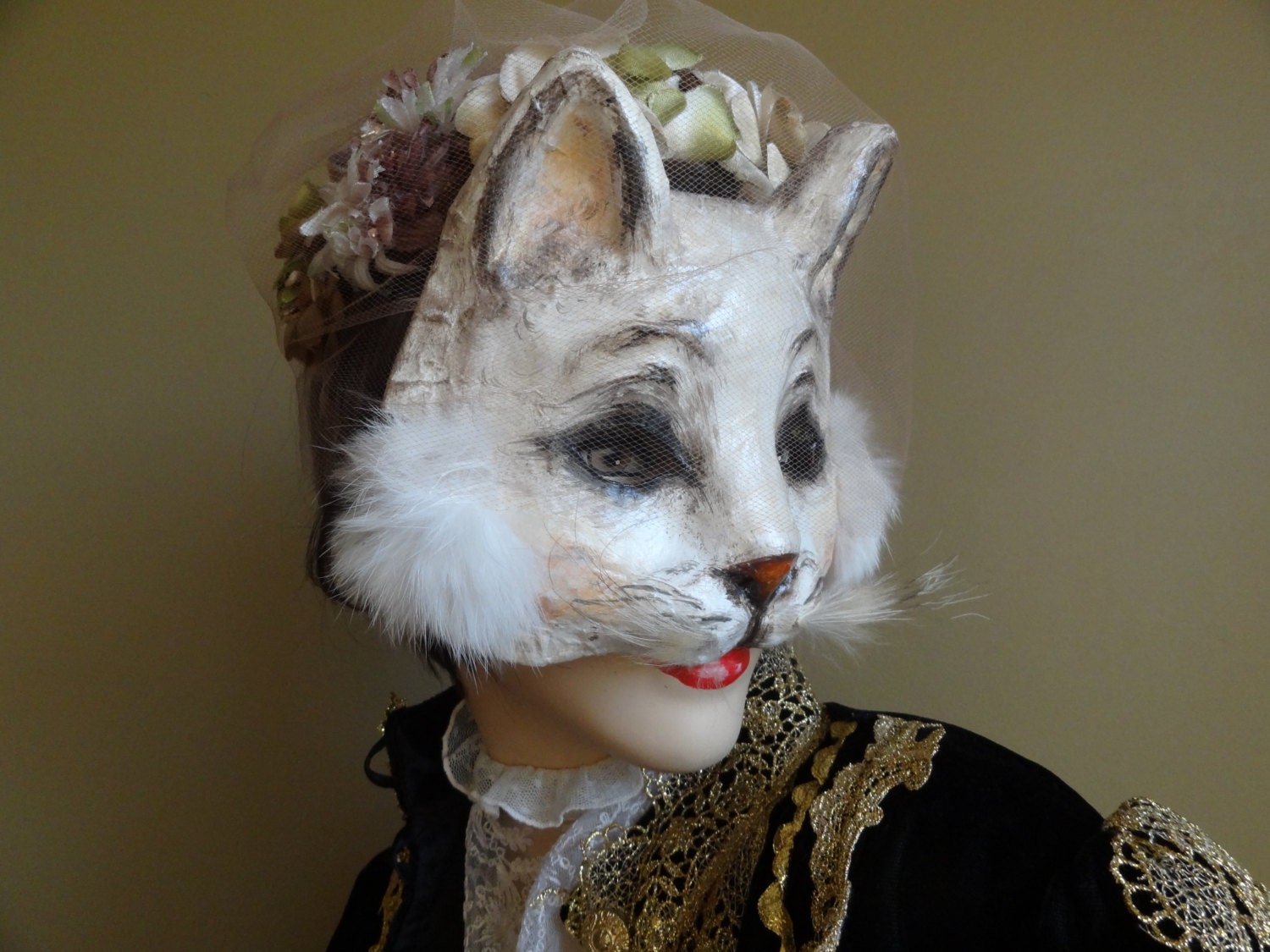 Kitty Cat Paper Mache Animal Mask Cat Mask Cat Costume - Etsy