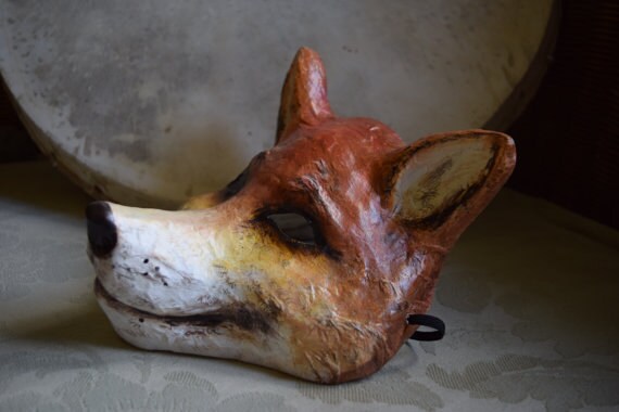 Fox Mask Paper Mache Mask Fox Mask Animal Mask Fox Head Fox - Etsy