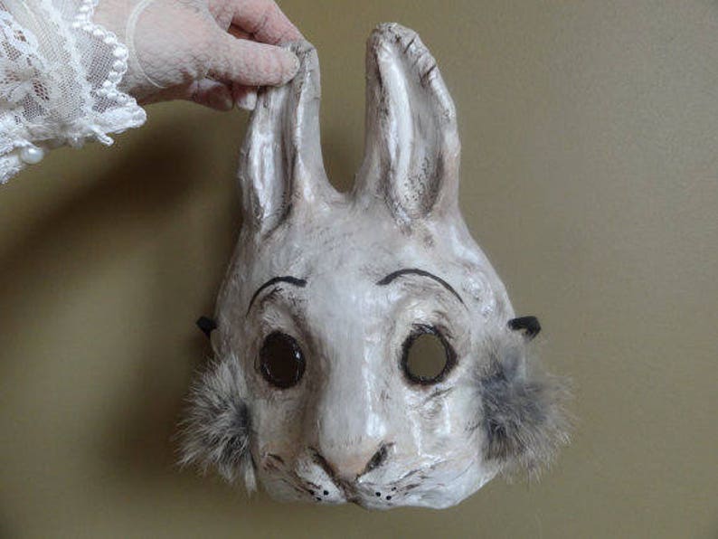 Rabbit Mask Halloween Masks Paper Mache, Papier Mache Animal Mask ...