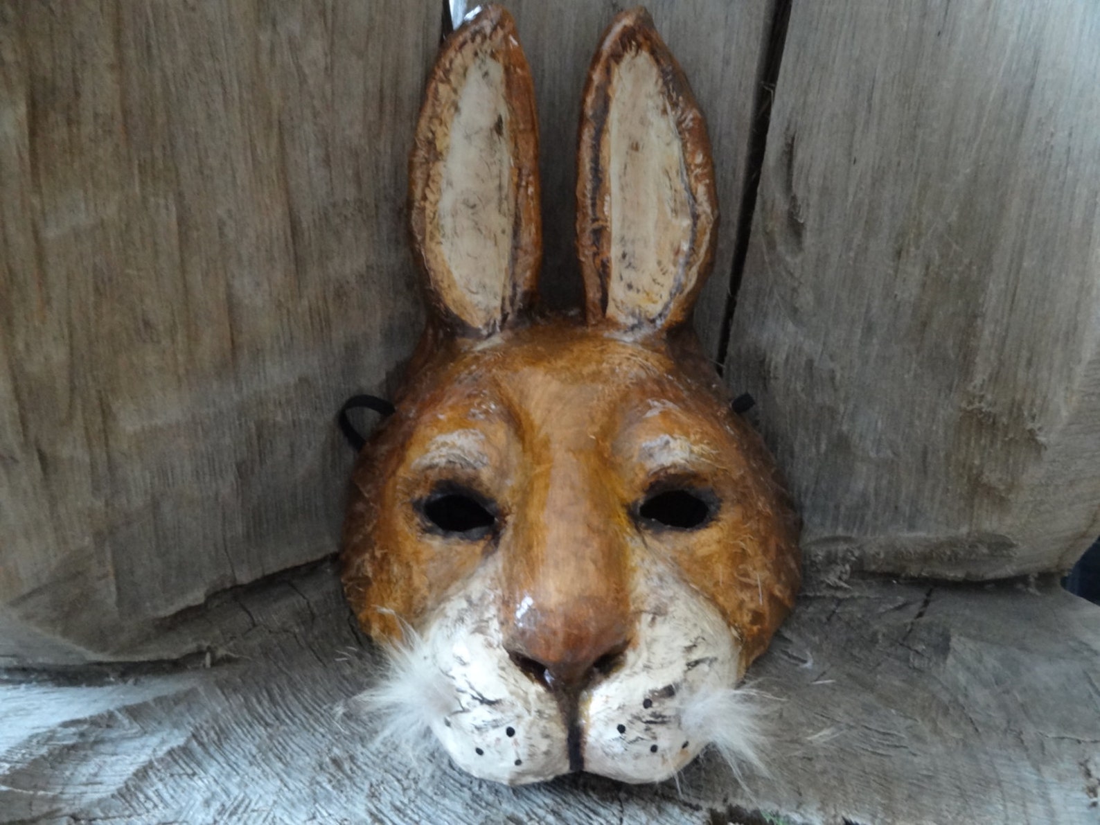 Halloween Mask, Animal Mask, Paper Mache Rabbit Mask, Bunny Mask , Hare ...