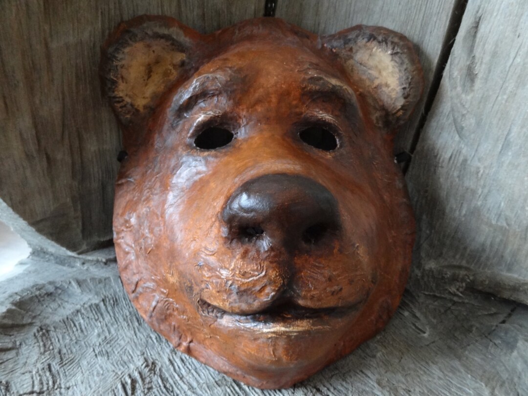 Paper Mache Bear Mask, Animal Head, Halloween Costume - Etsy