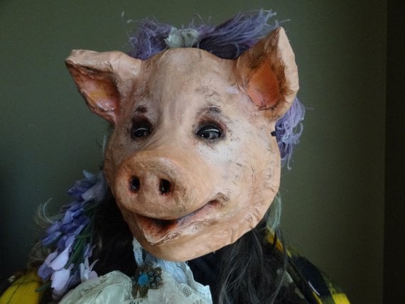 Handmade Paper Mache Pig Mask, Masquerade Costume - Etsy