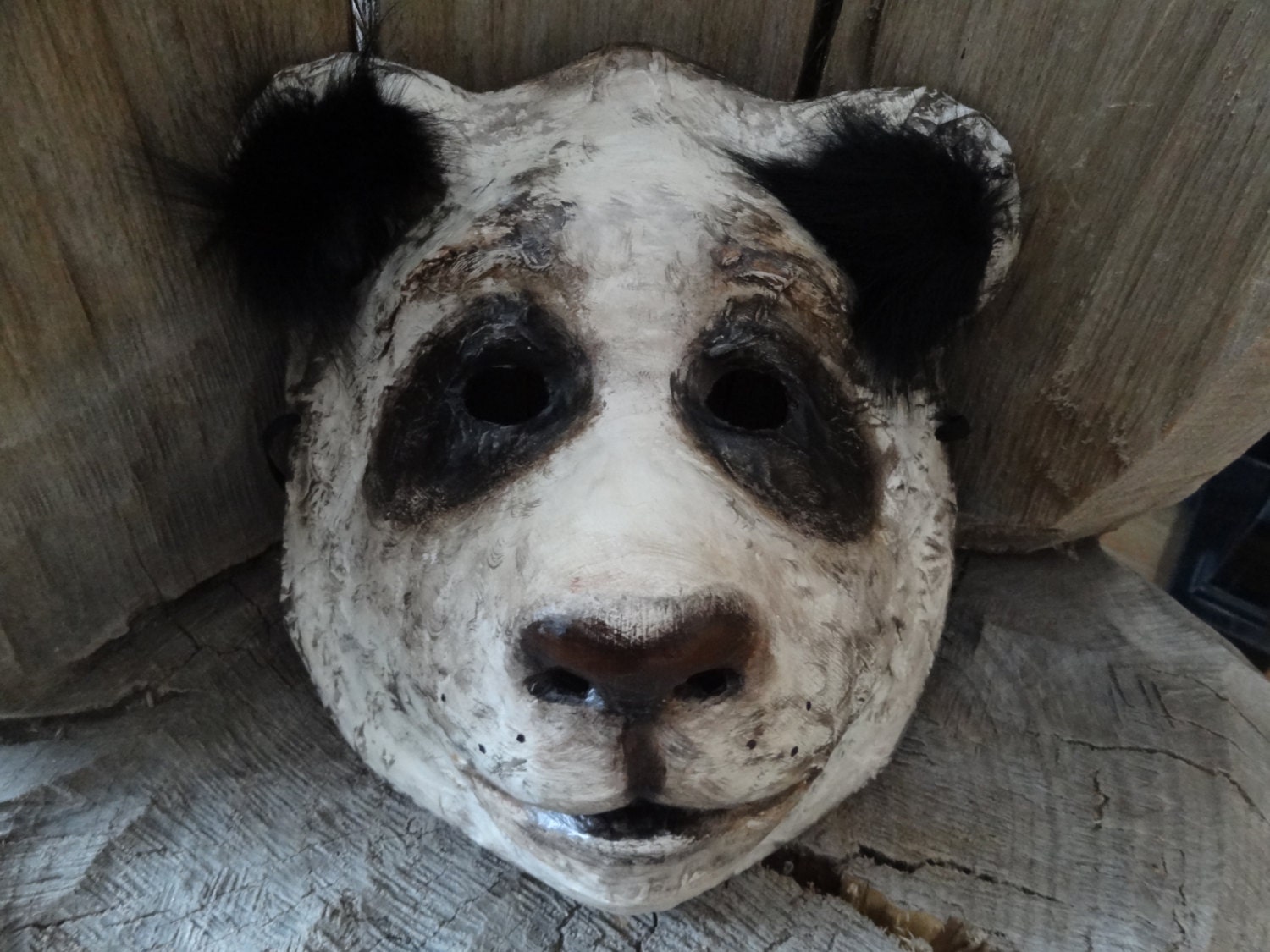 Halloween Mask, Panda Mask, Panda Costume, Bear Mask, Paper Mache Mask ...