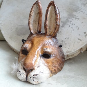Halloween Mask, Animal Mask, Paper Mache Rabbit Mask, Bunny Mask , Hare ...
