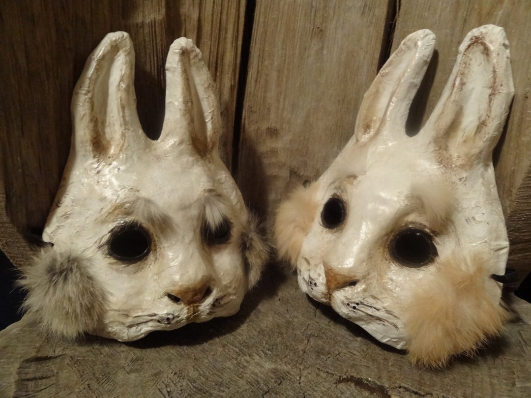 Rabbit Mask Bunny Mask Paper Mache Animal Masks Stand by Me - Etsy