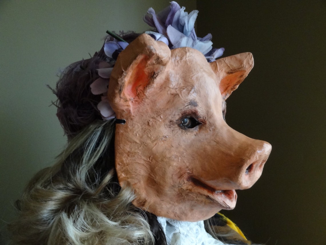 Handmade Paper Mache Pig Mask, Masquerade or Halloween Costume - Etsy