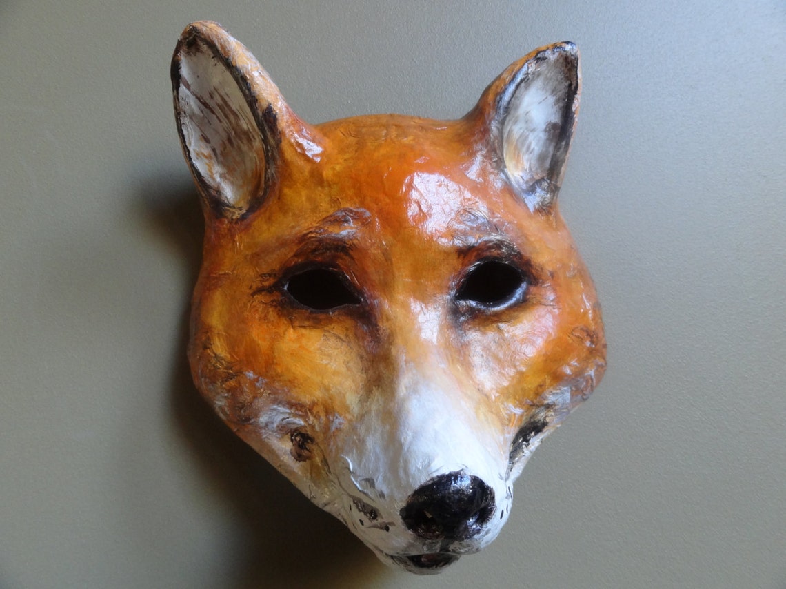 Handmade Paper Mache Fox Mask, Costume - Etsy
