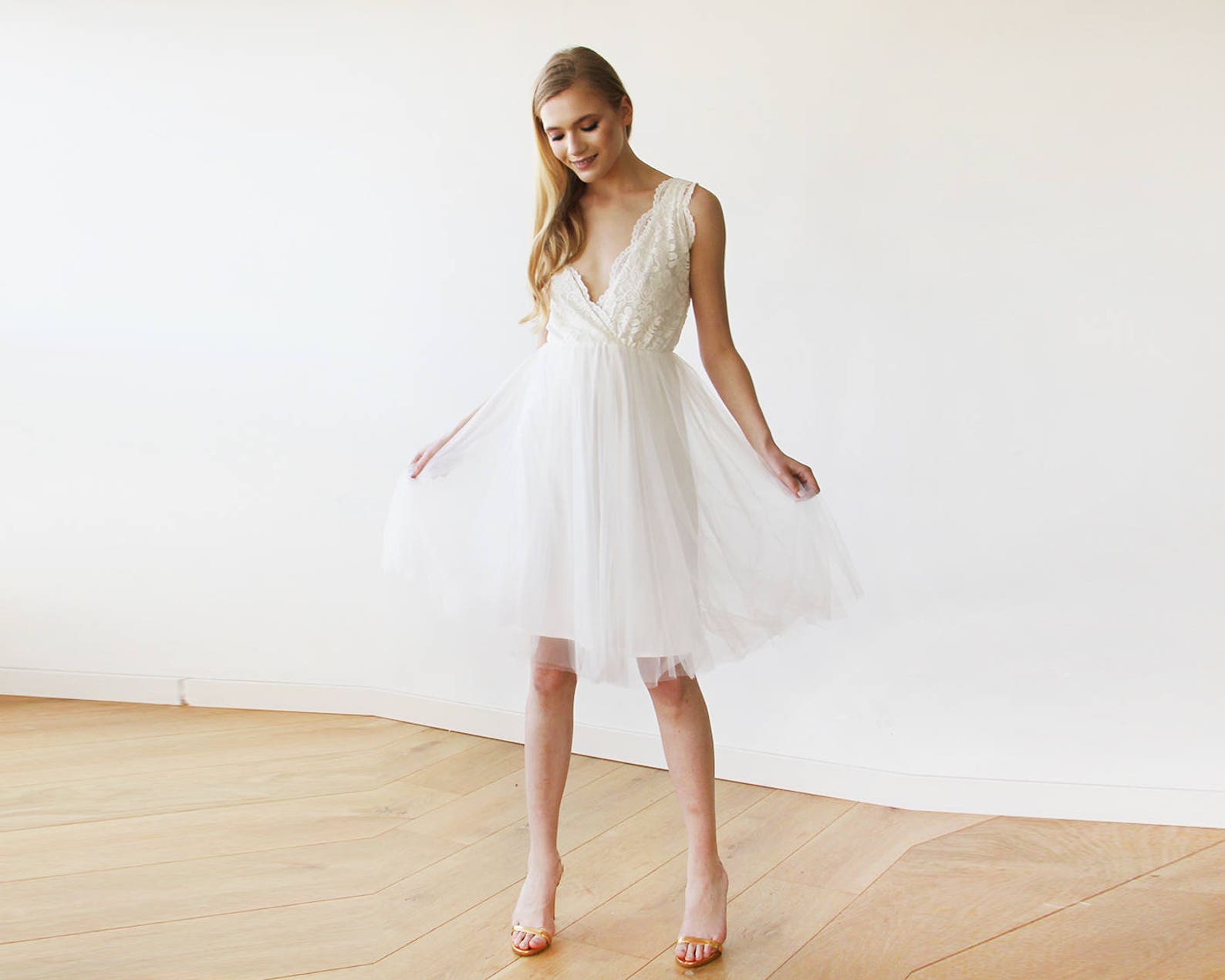 Ivory Tulle & Lace Short Wedding Dress 1157 - Etsy