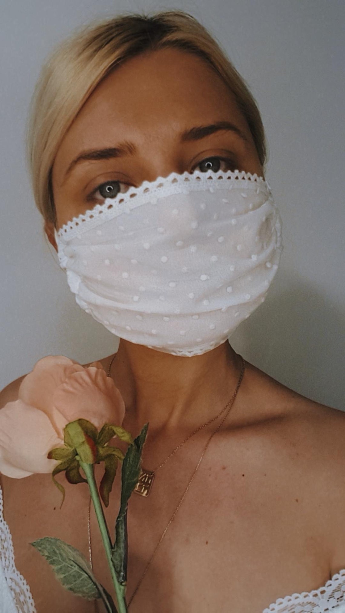 Polka dots ivory face mask bridal face mask Wedding face | Etsy