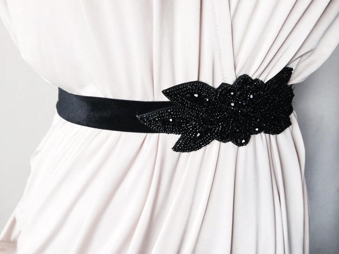 Sparkling Black Beaded Wedding Sash 4003 - Etsy