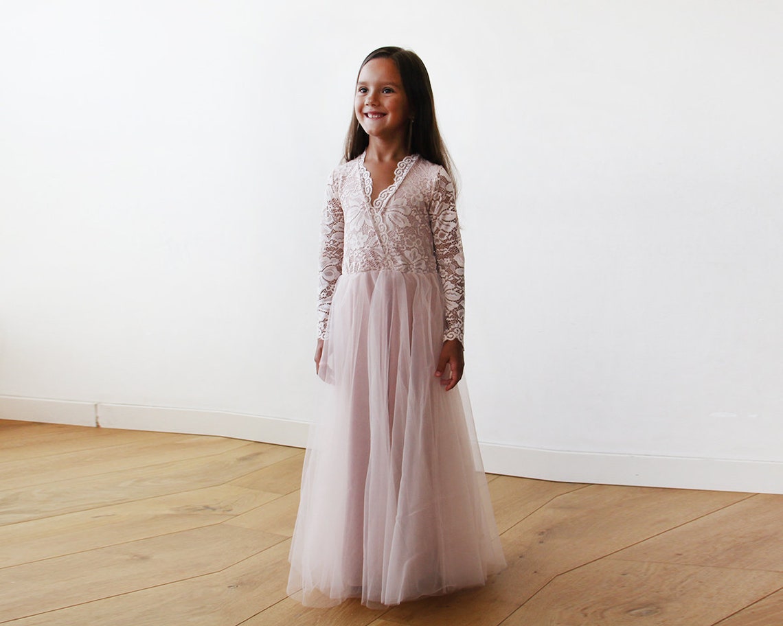 Mini Me Collection Blush Pink Tulle and Lace Long Sleeves - Etsy