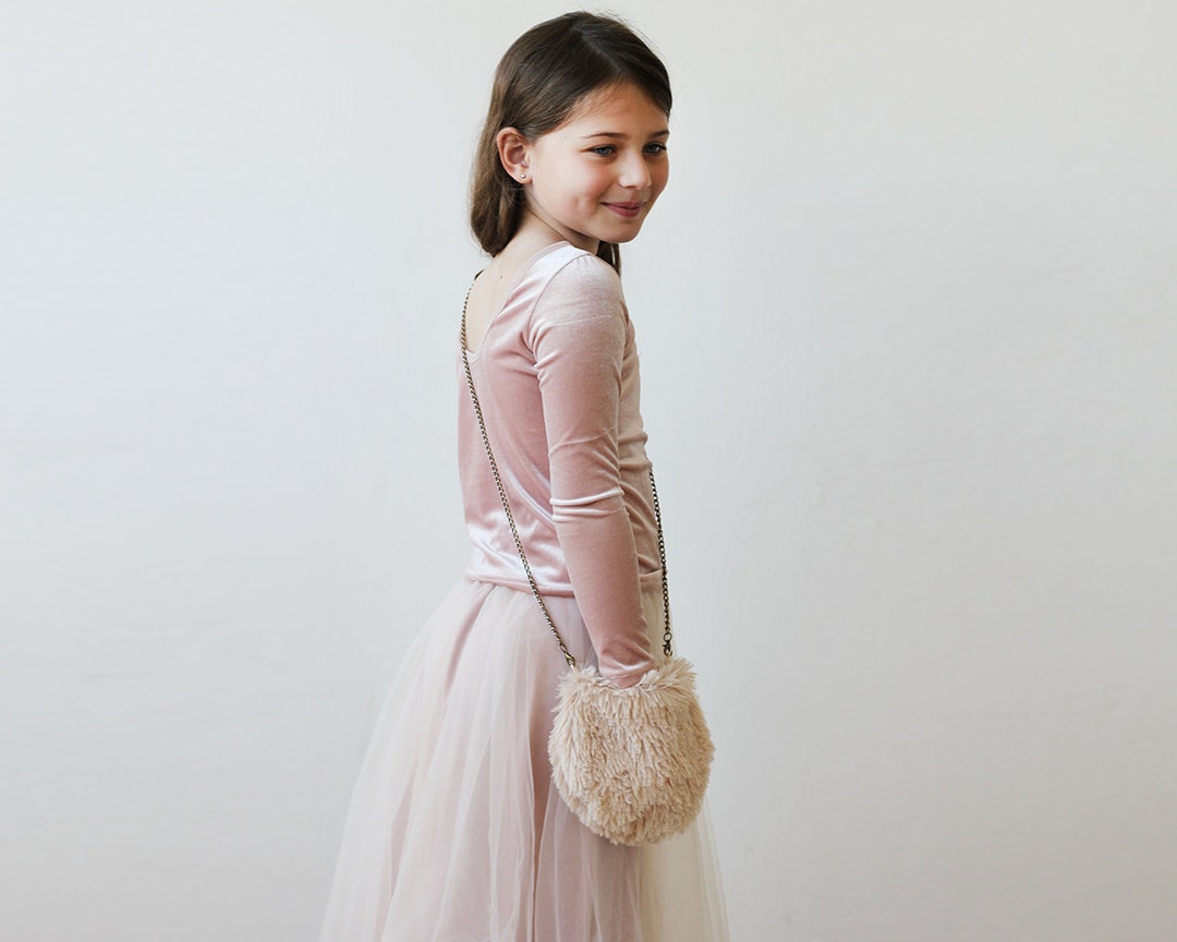 SALE PRICE Last in Stock : Pink Velvet Top With Long Sleeves, Girls ...