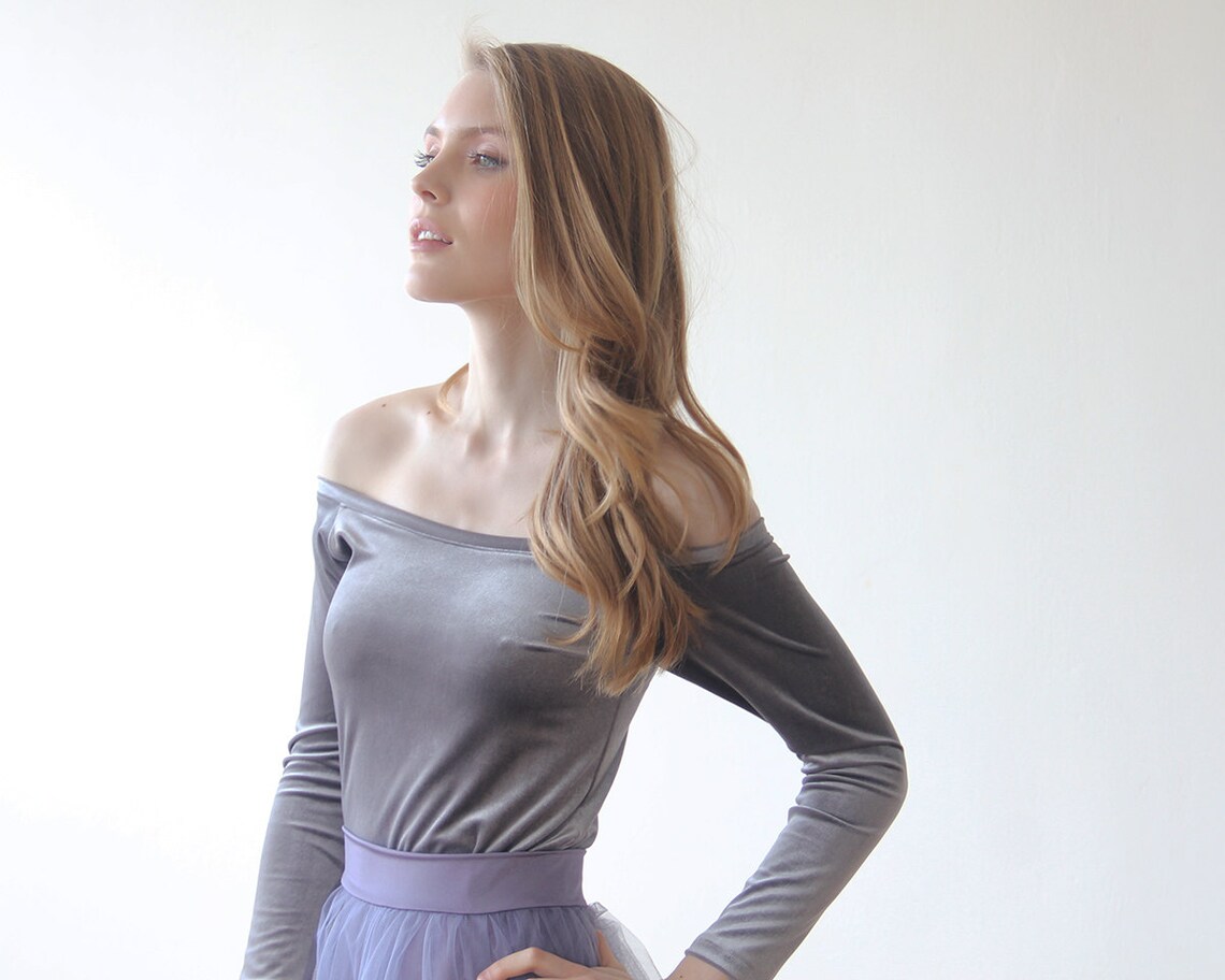 SALE Pink velvet off-shoulder top Long sleeves velvet | Etsy