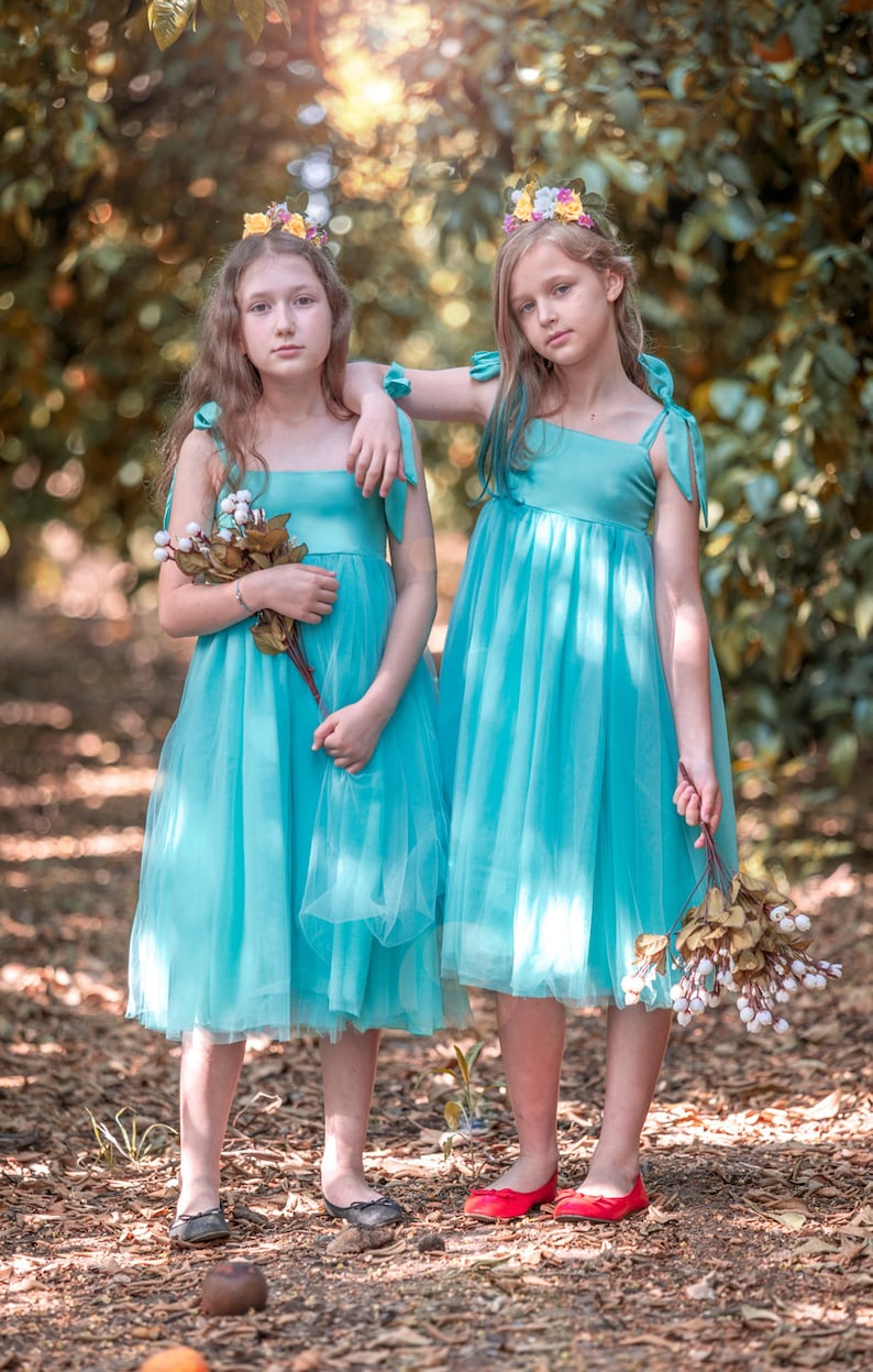 SALE White tie-straps girls dress 5004 | Etsy