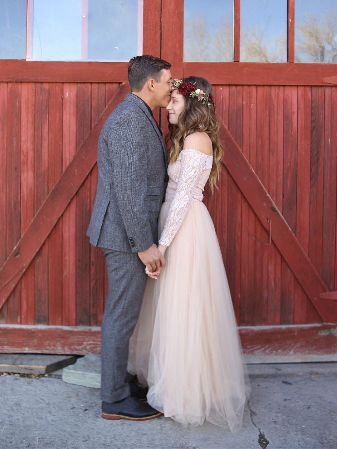 Blush Off-the-shoulder Lace and Tulle Gown 1134 - Etsy