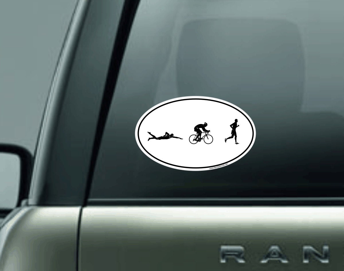 Triathlon Male Icons Vinyl Decal Sticker Swim Bike Run Tri Car Decal ...