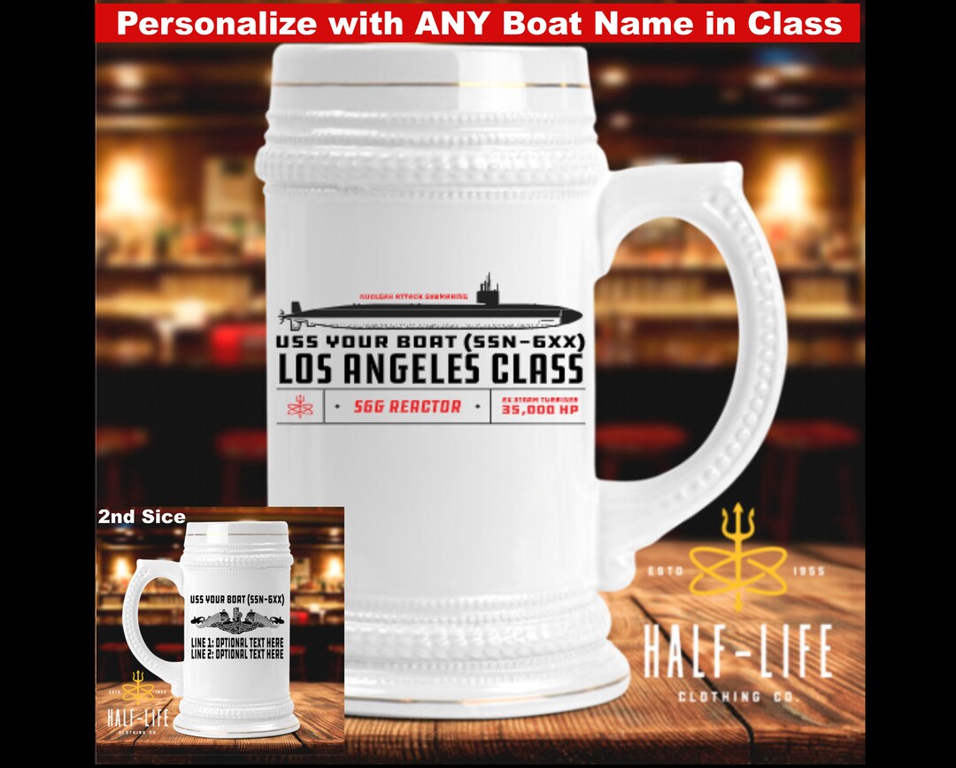 Personalized Los Angeles Class Nuclear Submarine, Custom 22 Oz Ceramic ...