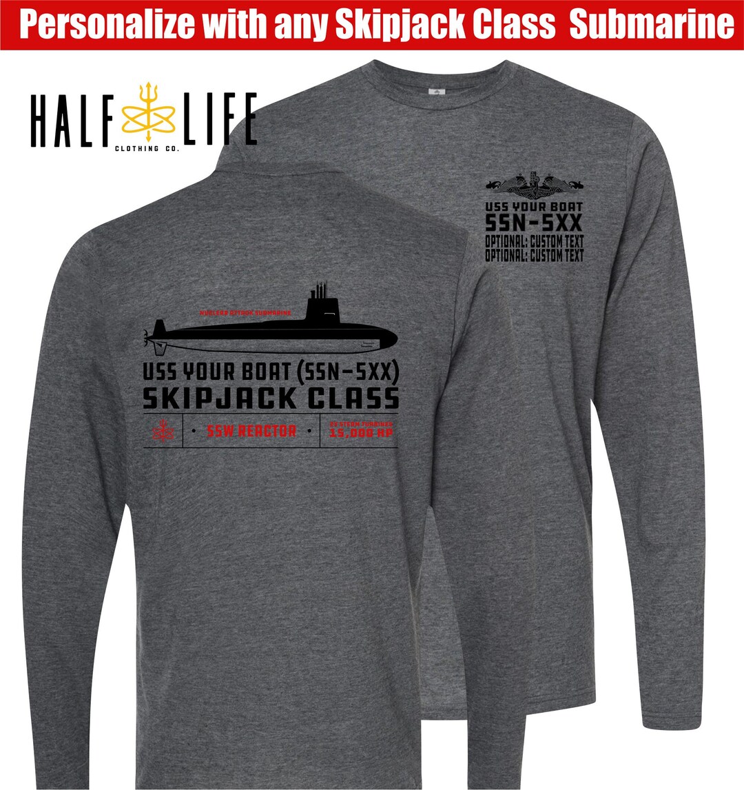 Skipjack Class Submarine Long Sleeve Tee With Custom Personalized Boat ...
