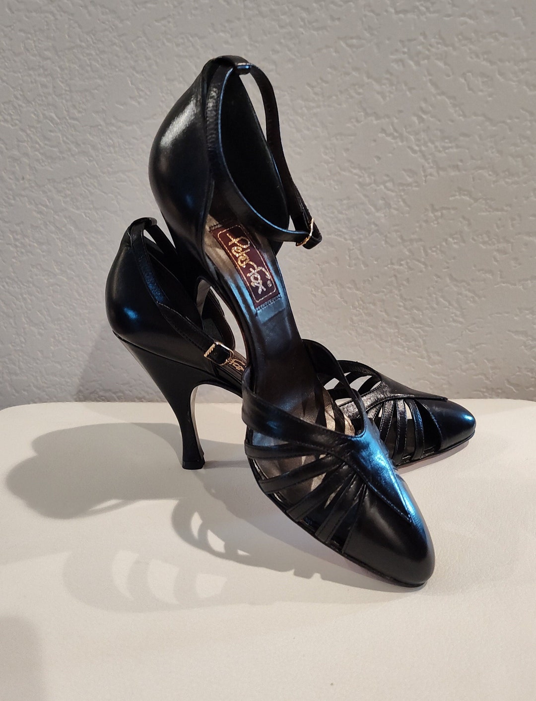 NIB PETER FOX Shoes Black Ankle Strap Heels7-1/2 Medium/7.5m Sexy ...