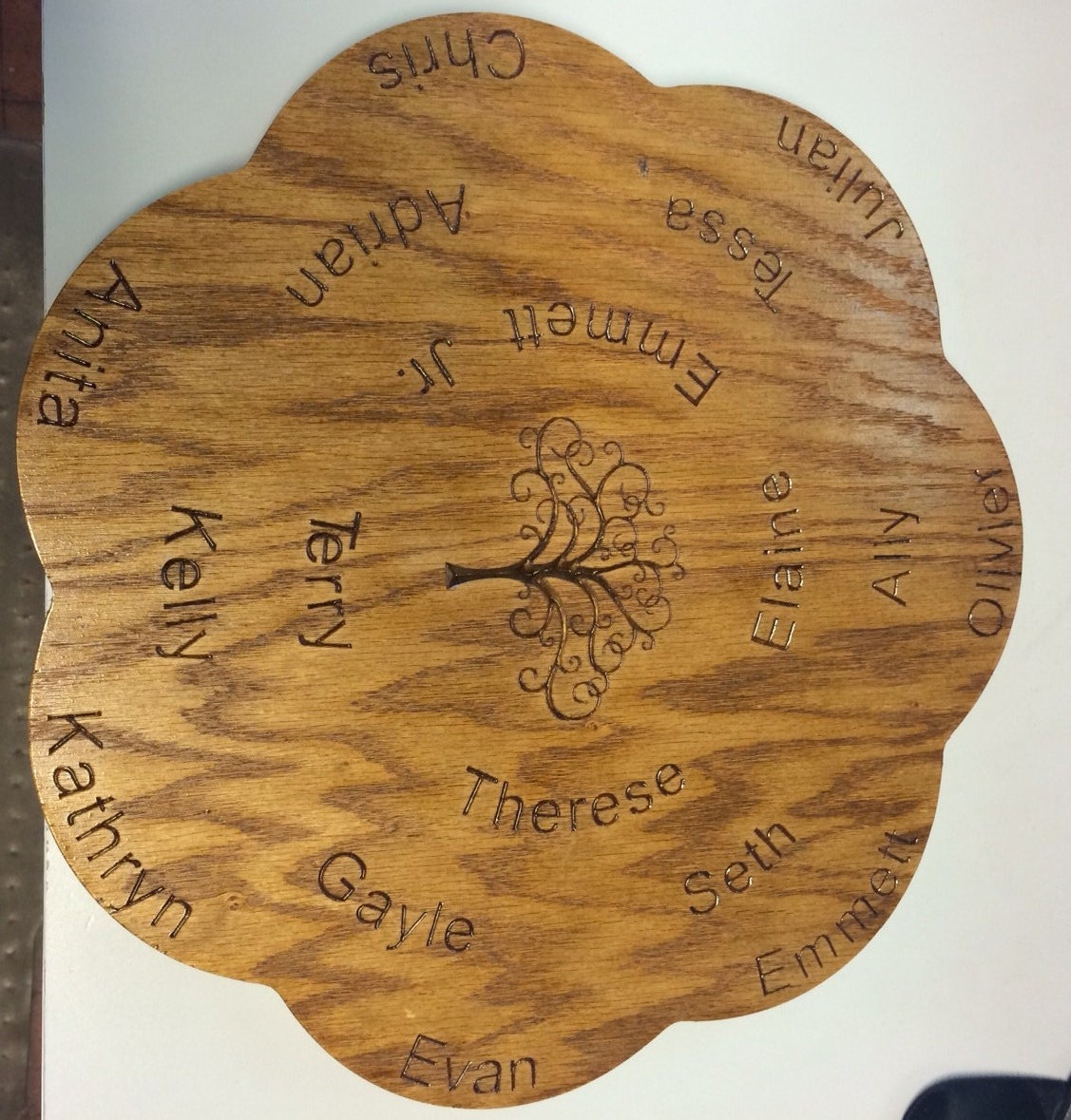 Custom Wood Lazy Susan Flower Petal 16 Diameter Oak Faced Plywood With ...