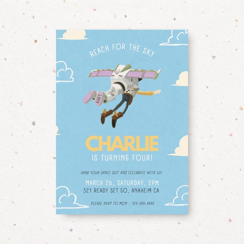 Toy Story Birthday Invitation Template | Reach for the Sky | Editable ...