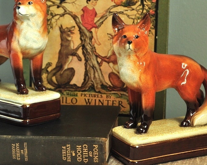 Fairytale Fox Bookends Takahashi Vintage Woodland Storytime Ceramic ...