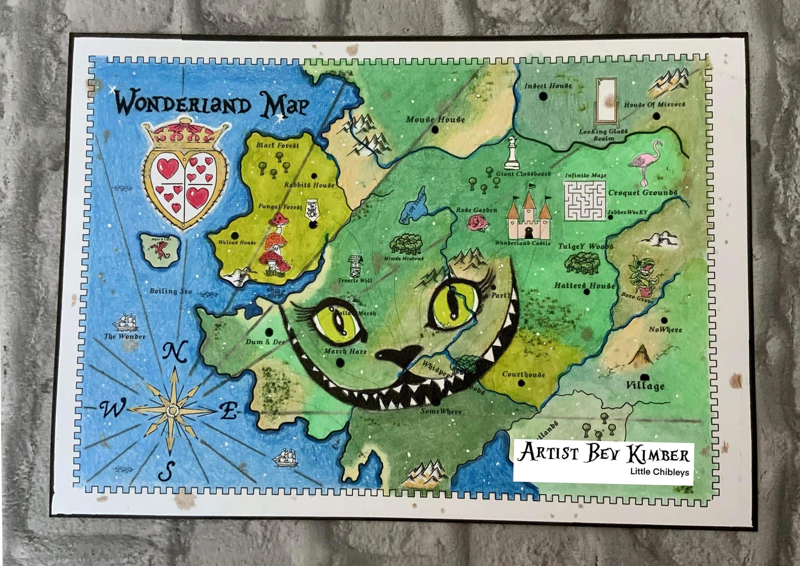 Map of Wonderland Colouring Page Instant Download. Alice in Wonderland ...