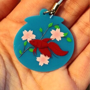 Betta Bowl 1.5" Single-sided Lt Blue Acrylic Charm - Etsy