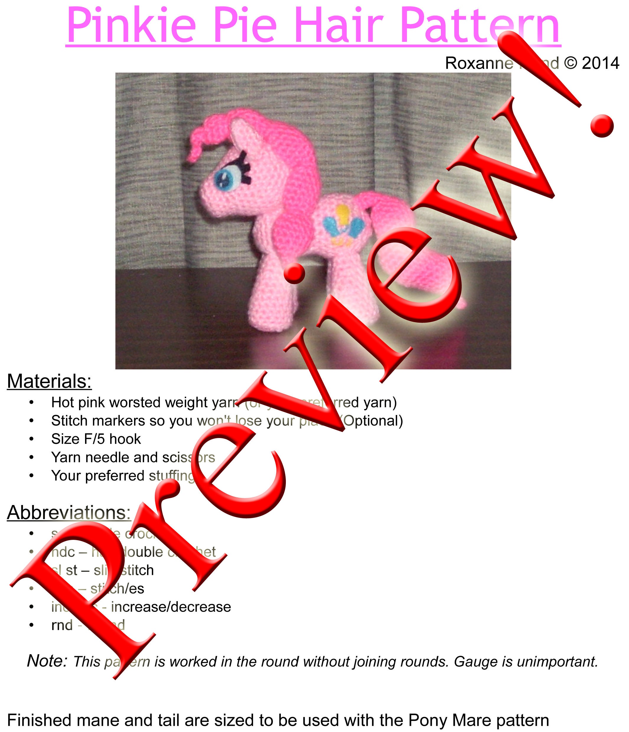 PATTERN: Crochet Pinkie Pie Hair - Etsy