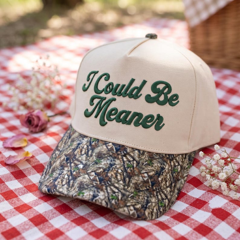 I Could Be Meaner Hat, Floral Brim Cap, Funny Embroidered Gift, Custom ...