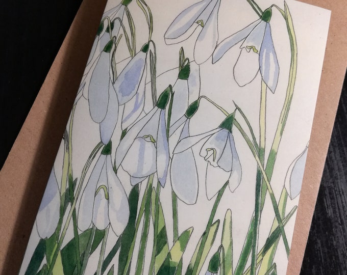 Snowdrops card snowdrops flower card snowdrops painting | Etsy