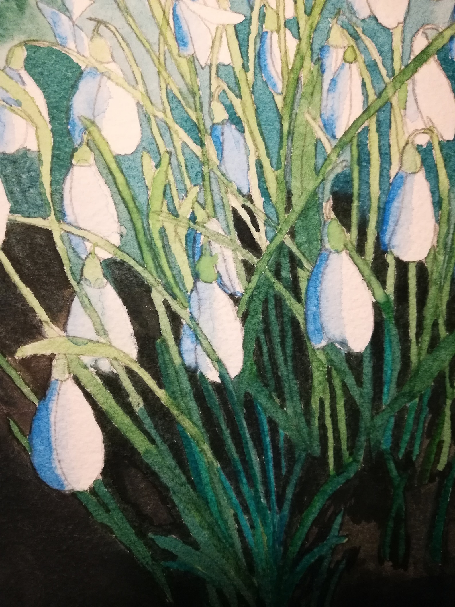 Snowdrops Painting Snowdrops Watercolour Painting Snowdrops - Etsy UK