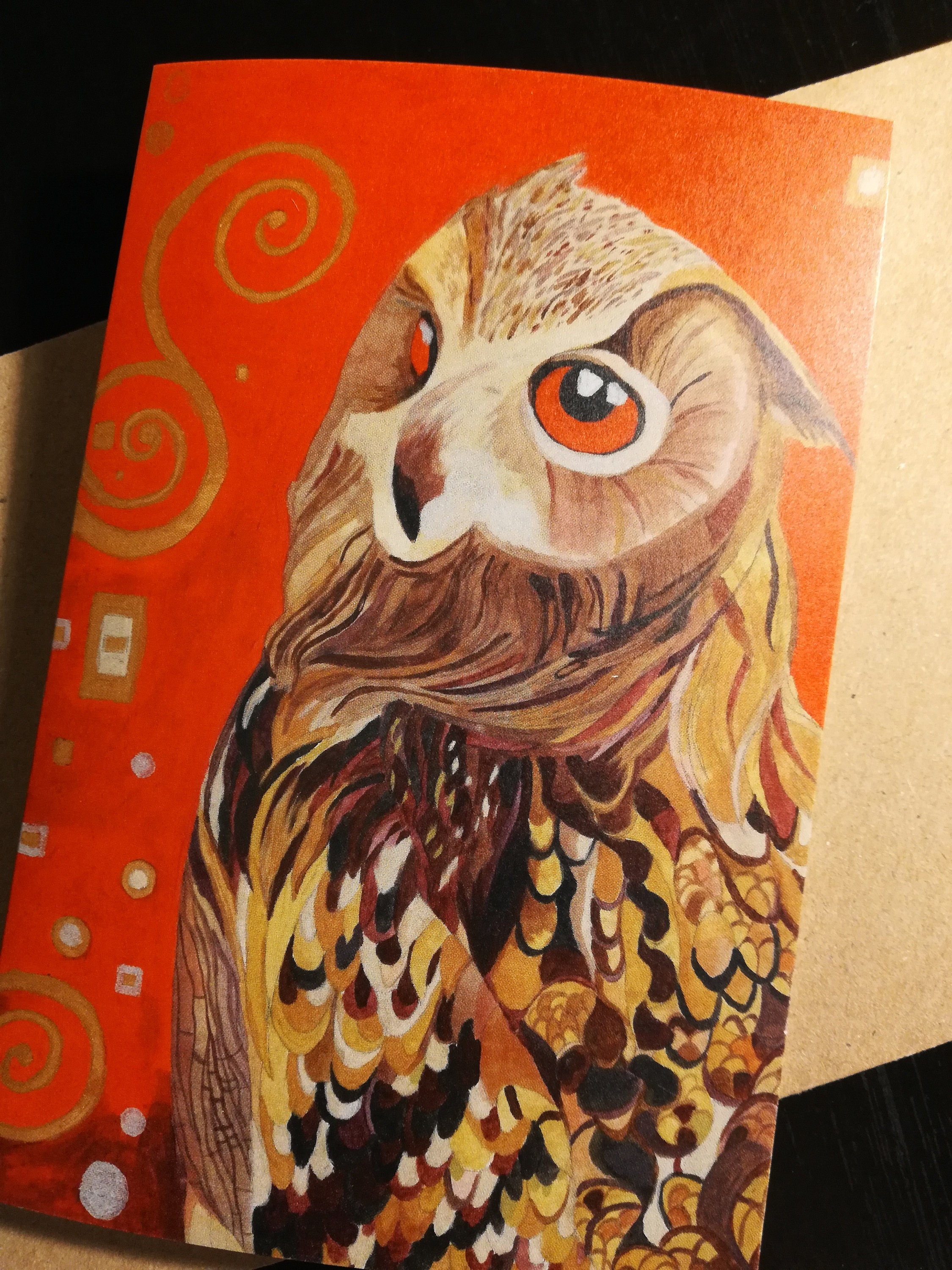 Owl card animal card blank owl card owl image card owl art | Etsy