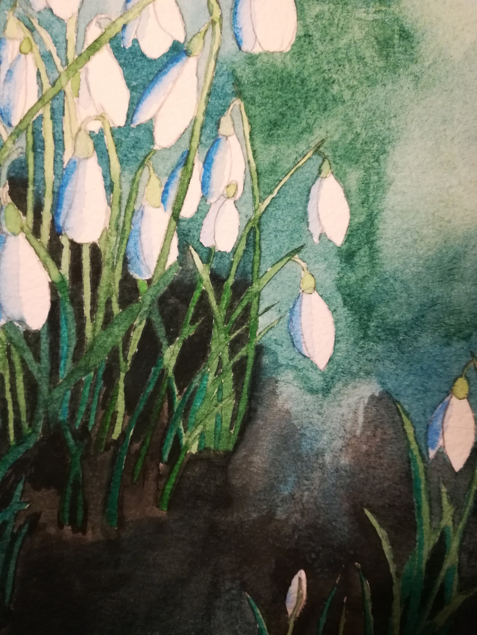 Snowdrops Painting Snowdrops Watercolour Painting Snowdrops - Etsy