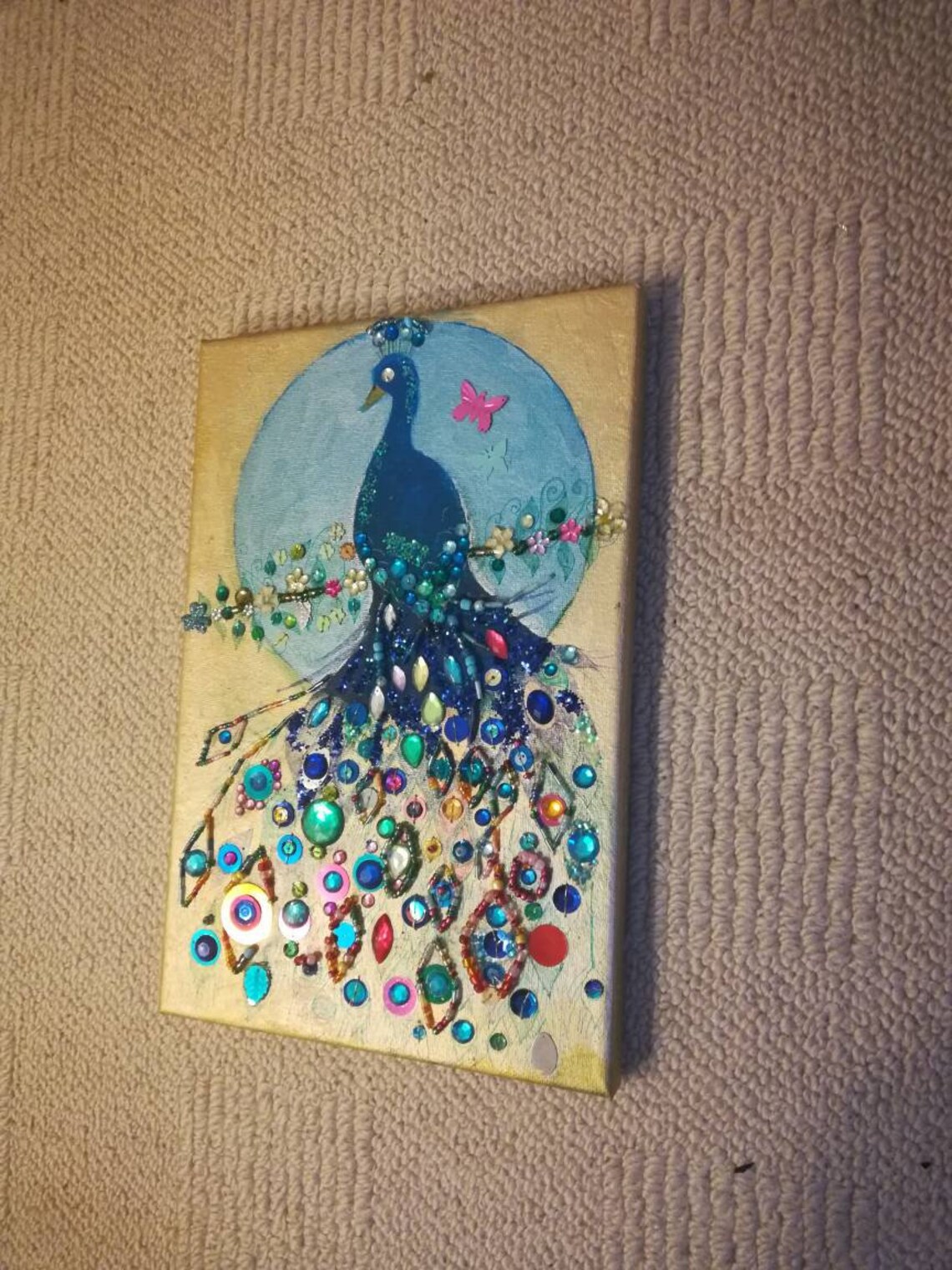 Peacock Painting Mosaic Collage,peacock Artwork, Peacocks,peacock Wall ...