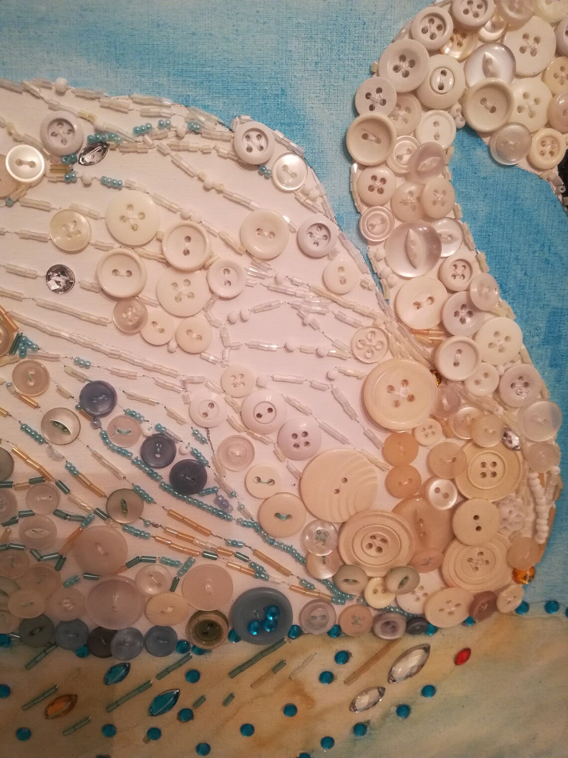 Swan Painting, Recycled Button Art,button Painting,button Swan Art,swan ...