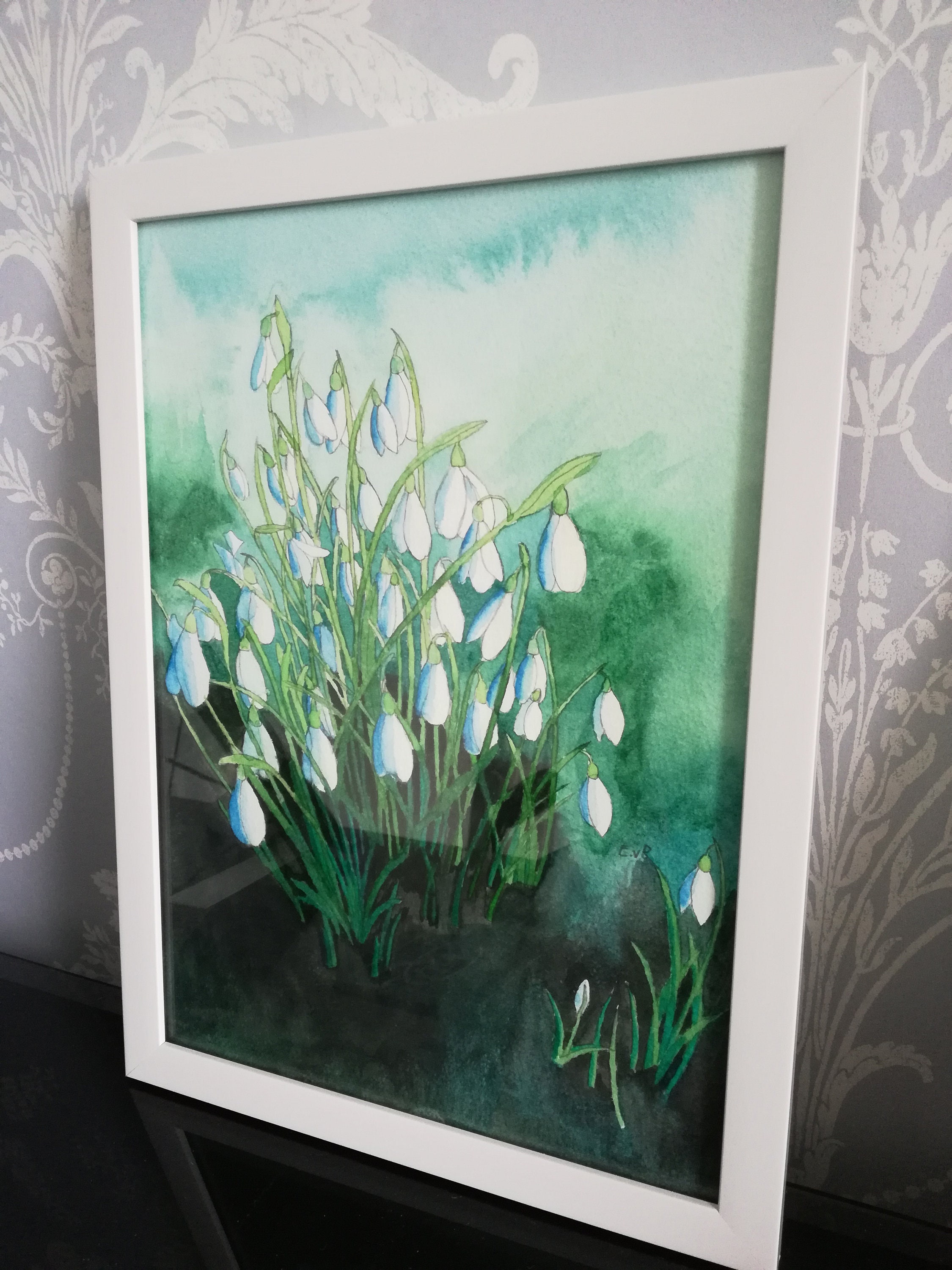 Snowdrops painting snowdrops watercolour painting snowdrops | Etsy