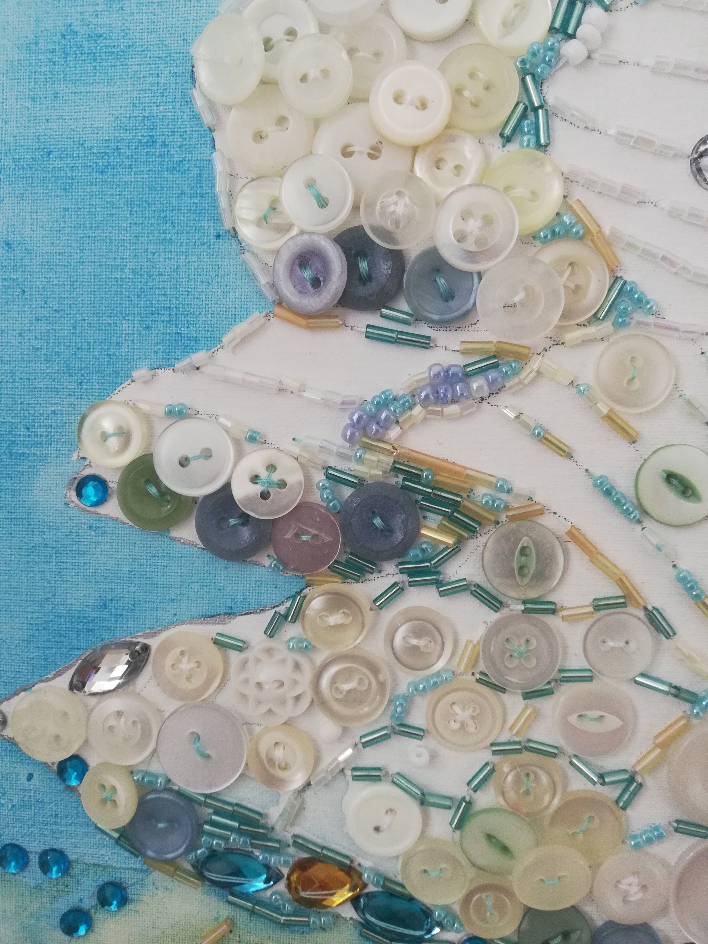 Swan Painting, Recycled Button Art,button Painting,button Swan Art,swan ...