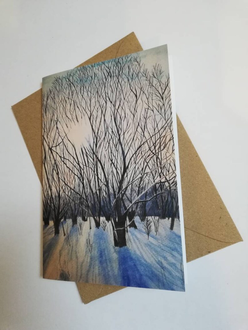 Winter Landscape Blank Greetings Card,blank Winter Greetings Card,blank ...