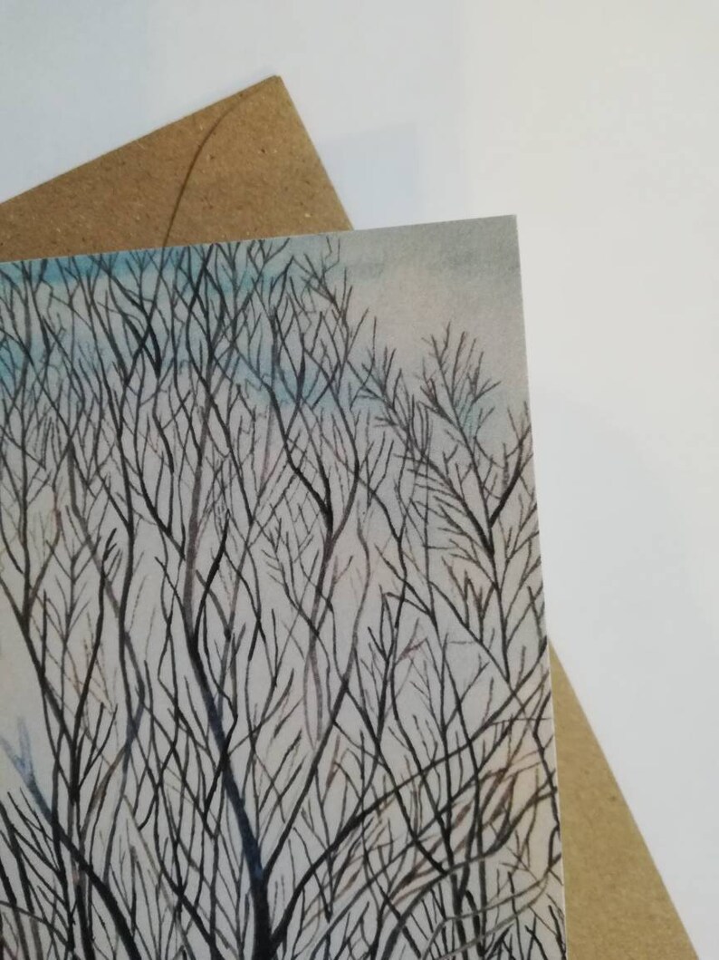 Winter Landscape Blank Greetings Card,blank Winter Greetings Card,blank ...