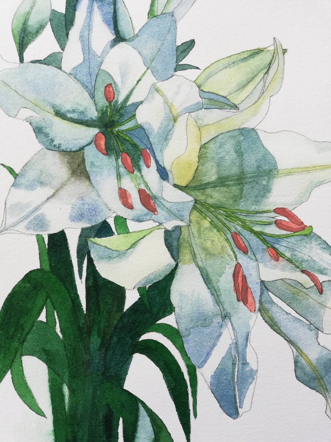 White Lilies Painting,white Lily Painting,lilies Painting,lily Art ...